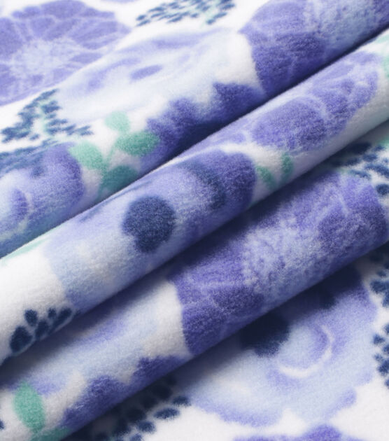 Purple Floral Watercolor Anti Pill Plush Fleece Fabric Joann