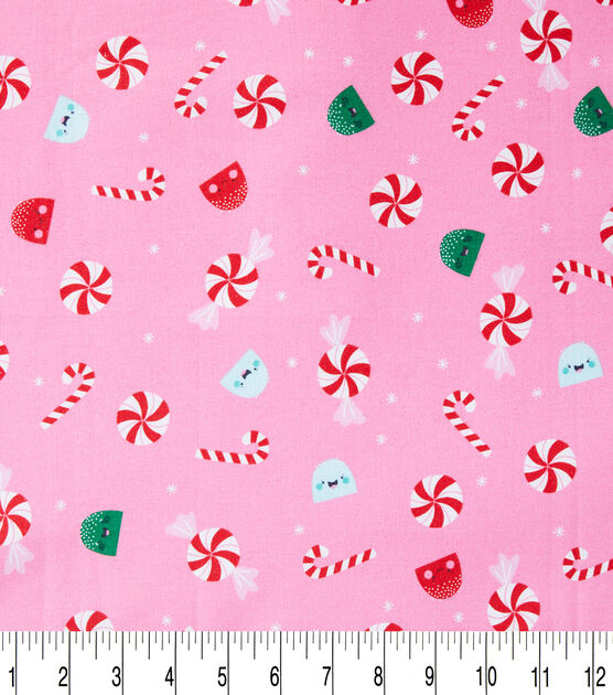 Candy On Pink Christmas Glitter Cotton Fabric By Pop Joann