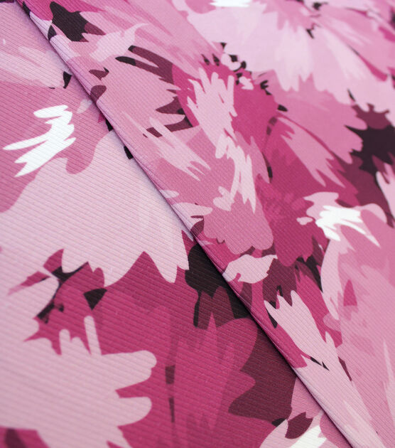 Pink Large Hibiscus Rib Knit Fabric Joann