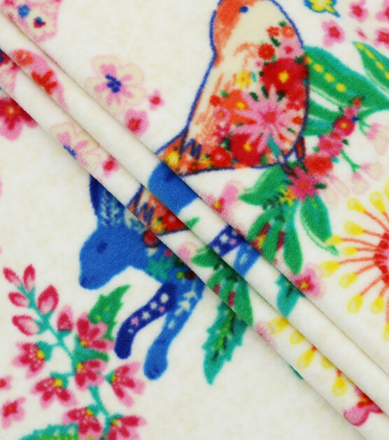 Multicolor Birds And Floral Luxe Fleece Fabric Joann