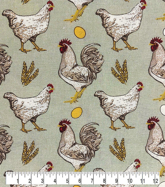 Chickens On Green Novelty Cotton Fabric Joann