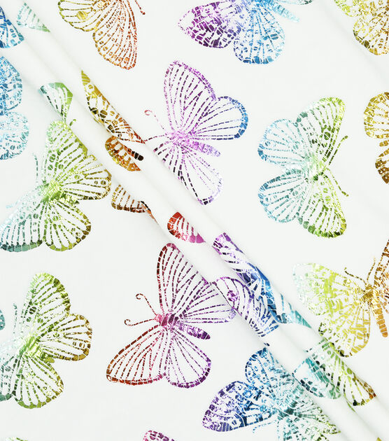 Multicolor Foil Rainbow Butterfly Pure Plush Fleece Fabric Joann
