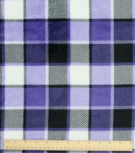 Purple And Black Plaid Sew Lush Fleece Fabric Joann