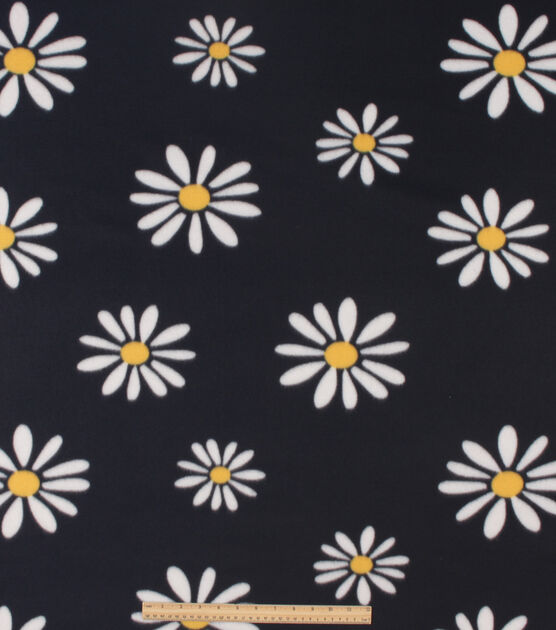 48 Wide Daisies On Black No Sew Fleece Blanket By Happy Value Joann