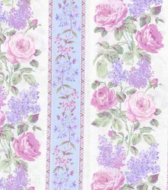 Fabric Traditions Floral Stripes On White Premium Cotton Fabric Joann