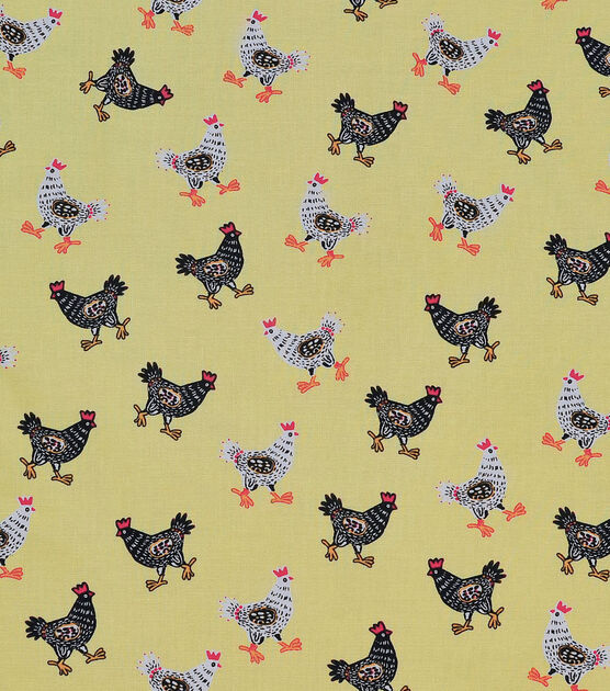 Novelty Cotton Fabric Yellow Pattern Chickens Joann