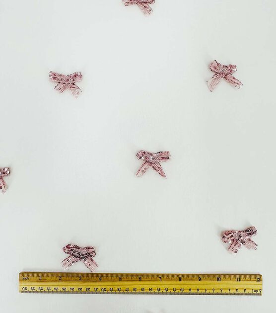 Sequin Bows On White On Mesh Fabric By Sew Sweet Joann
