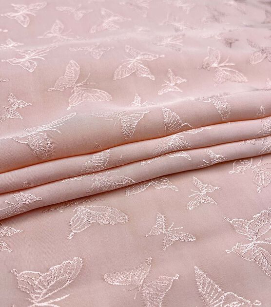 Light Pink Butterfly Print Jacquard Fabric Joann