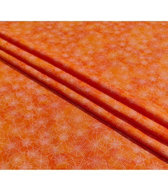 Spiderwebs On Orange Halloween Glitter Cotton Fabric Joann