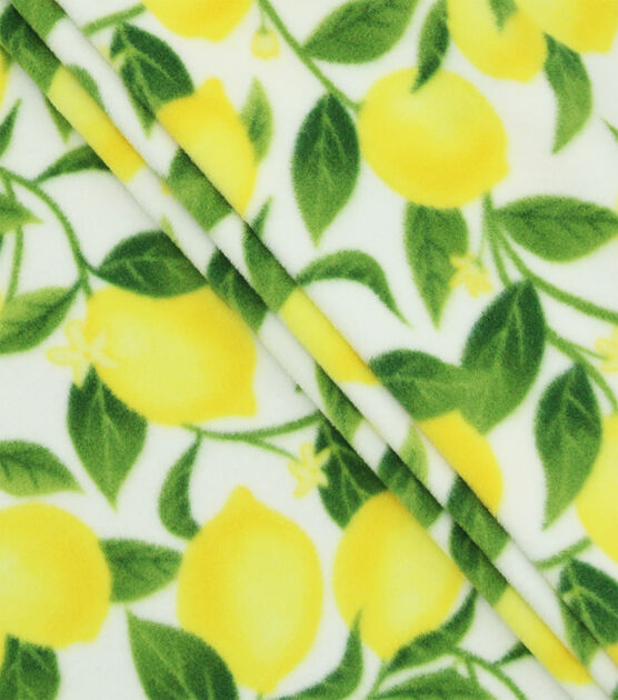 Yellow Bold Summer Lemon Branches Anti Pill Plush Fleece Fabric Joann