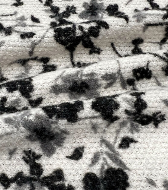 Cream And Black Floral Brushed Sweater Knit Print Fabric Joann
