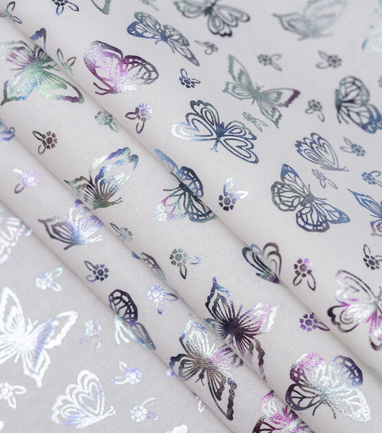 Butterflies On White Quilt Foil Cotton Fabric By Keepsake Calico Joann