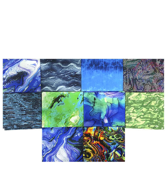 18 X 21 Blue And Green Cotton Fabric Quarters 10ct By Keepsake Calico