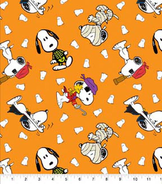 Peanuts Snoopy Ghost On Orange Halloween Cotton Fabric Joann