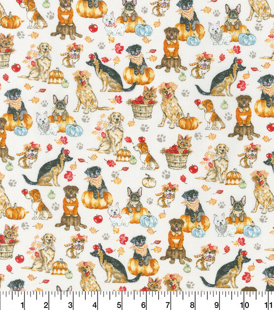 Robert Kaufman Autumn Paws On White Cotton Fabric Joann