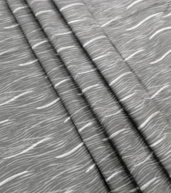Gray Wavy Lines Patchwork Quilt Glitter Cotton Fabric By Keepsake