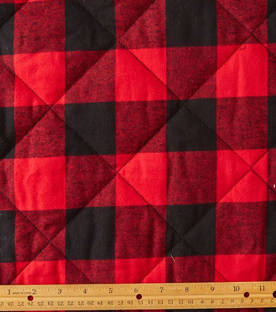 Eddie Bauer Red Buffalo Check Quilted Polyester Shirting Fabric Joann
