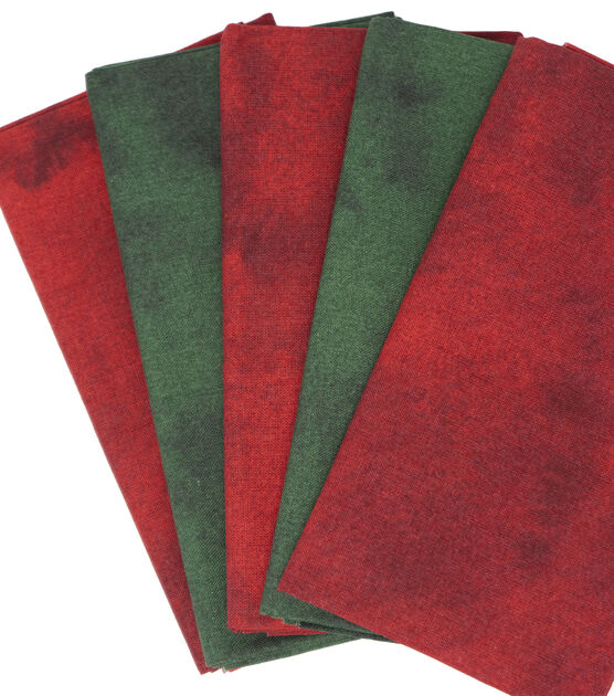 Singer 18 X 21 Red And Green Tonal Christmas Cotton Fabric Quarters 5ct