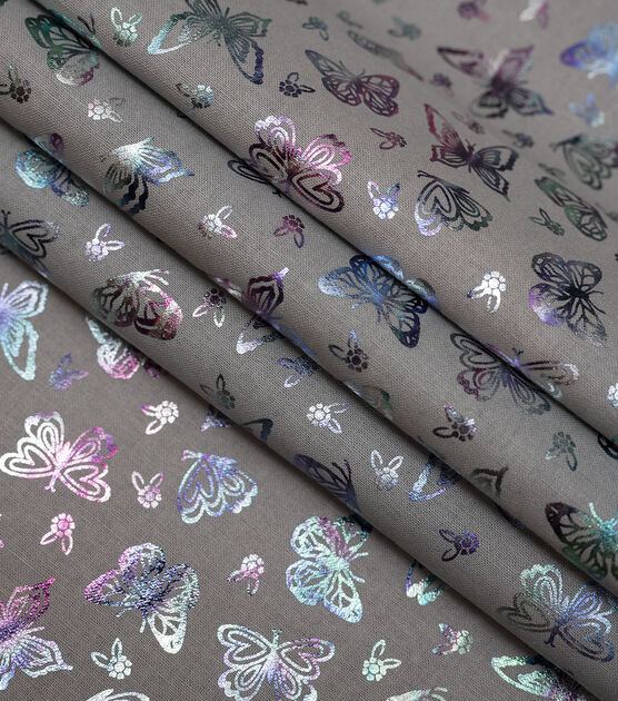 Butterflies On Gray Quilt Foil Cotton Fabric By Keepsake Calico Joann