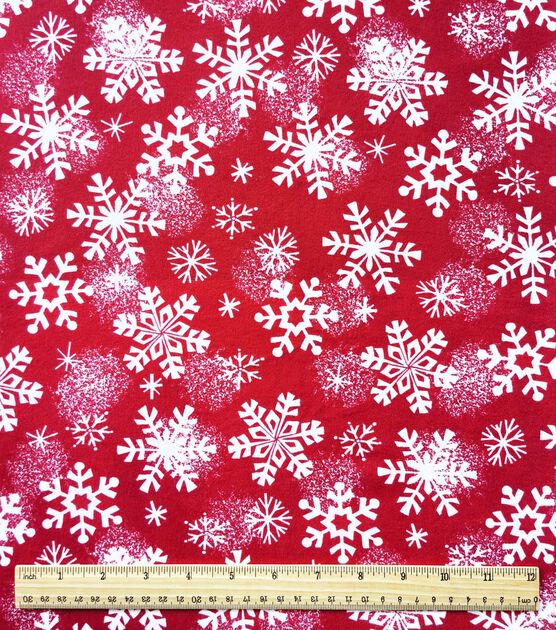 Snowflakes On Red Super Snuggle Christmas Flannel Fabric Joann