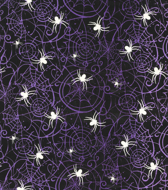 Fabric Traditions Spiders And Web Purple Glow Halloween Cotton Fabric Joann