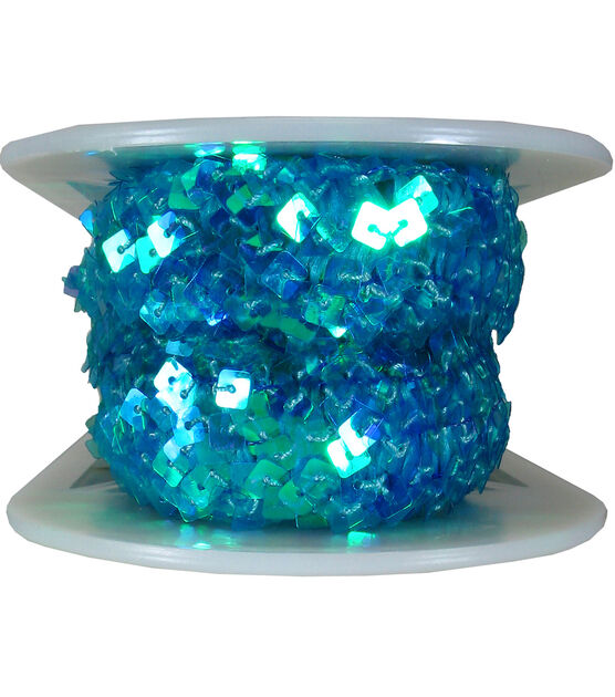 Wrights Sequin Stretch Trim Teal Joann