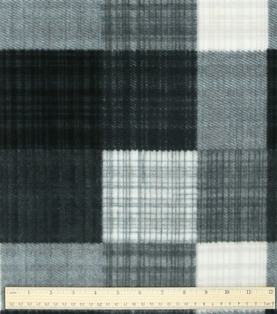 Black And Gray Sketched Plaid Anti Pill Fleece Fabric Joann
