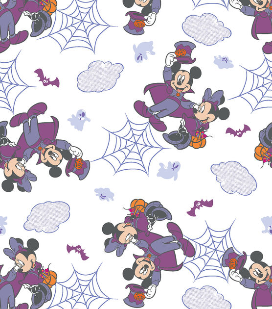 Disney Mickey Minnie Halloween Cotton Fabric Spooky Webs Joann