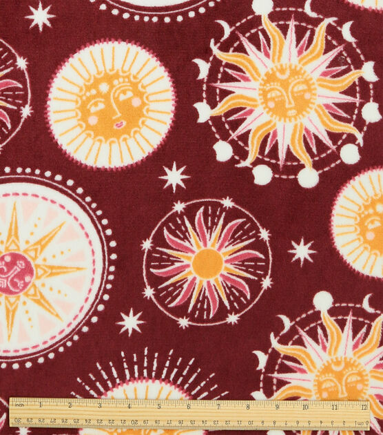 Celestial Sunshines On Red Sew Lush Fleece Fabric Joann