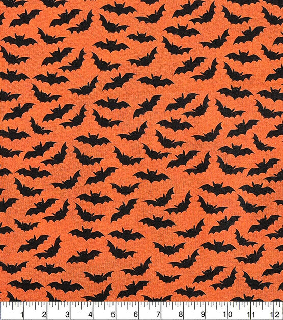 18 X 21 Halloween Bats On Orange Cotton Fabric Quarter 1pc Joann