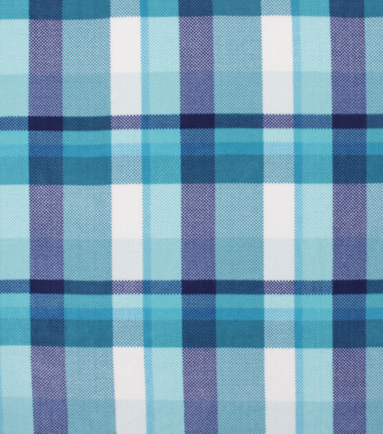 Aqua And Navy Plaid Anti Pill Fleece Fabric Joann