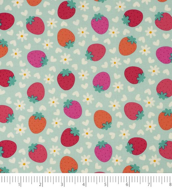 Singer 18 X 21 Strawberries And Floral Cotton Fabric Quarter 1pc Joann