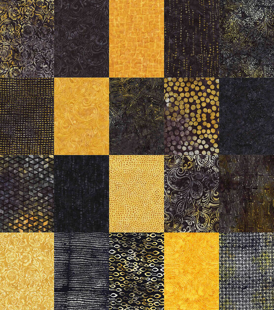 18 X 22 Hi Fashion Batik Honeybee On Black Cotton Fabric Strips 40pc