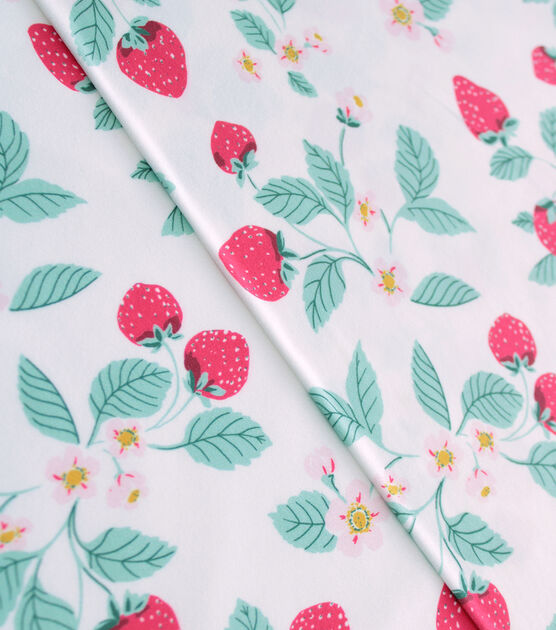 Strawberry Vine On White Jersey Knit Fabric Joann