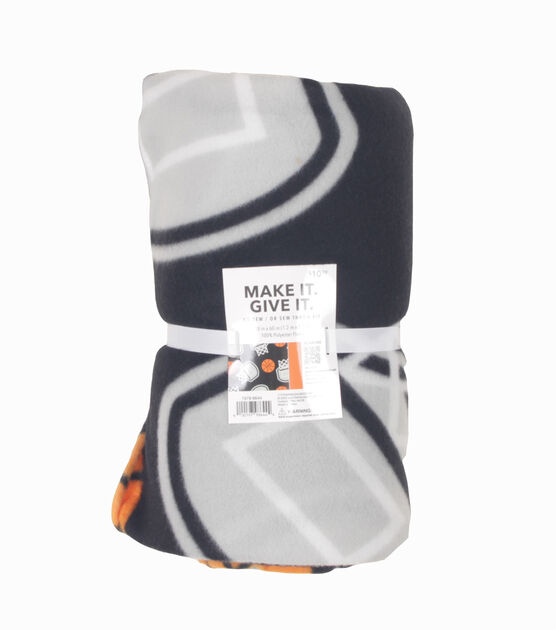 48 Wide Basketball On Black No Sew Fleece Blanket By Happy Value Joann
