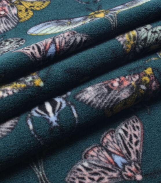 Moths On Green Anti Pill Plush Fleece Fabric Joann