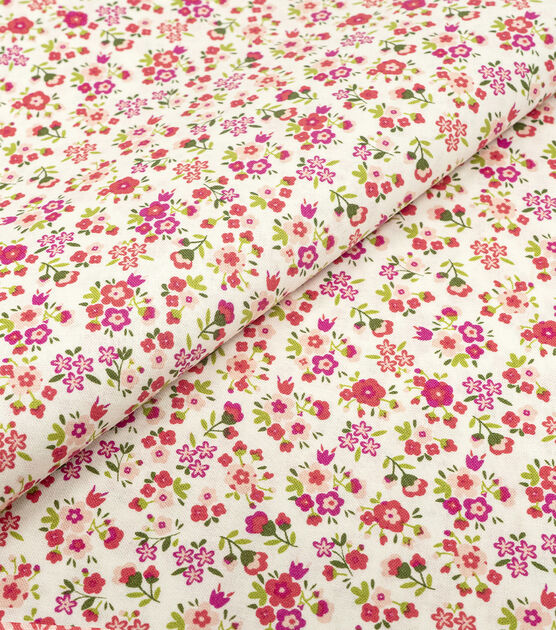 Singer Pink Flowers On White Quilt Cotton Fabric Joann