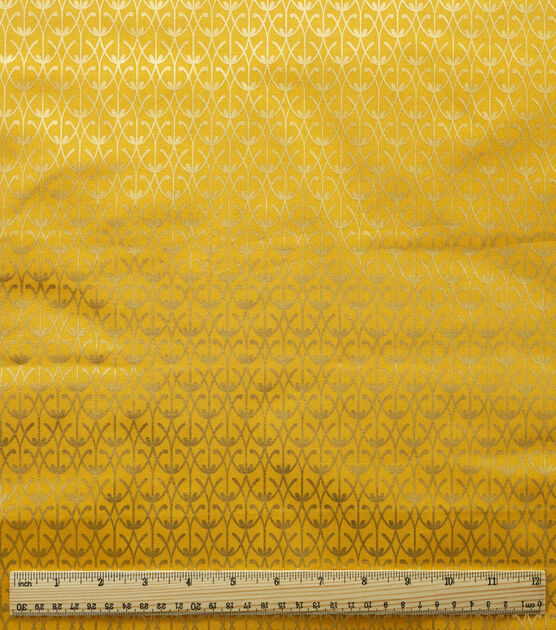 Floral Wallpaper On Yellow Quilt Foil Cotton Fabric By Keepsake Calico