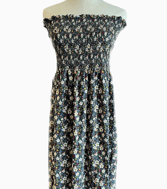 Multicolor Dark Ditsy Smocked Rayon Challis Fabric Joann