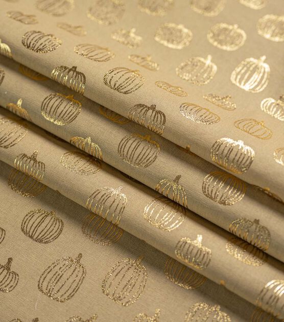 Gold Pumpkins On Cream Fall Foil Cotton Fabric Joann