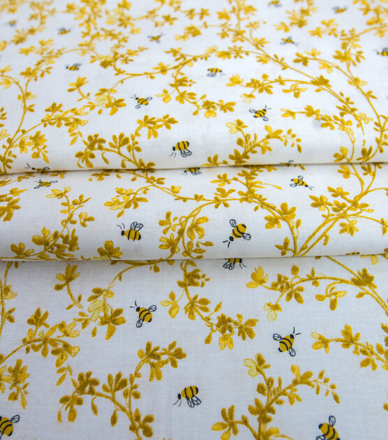 Yellow Bees And Vines Quilt Metallic Cotton Fabric By Keepsake Calico Joann