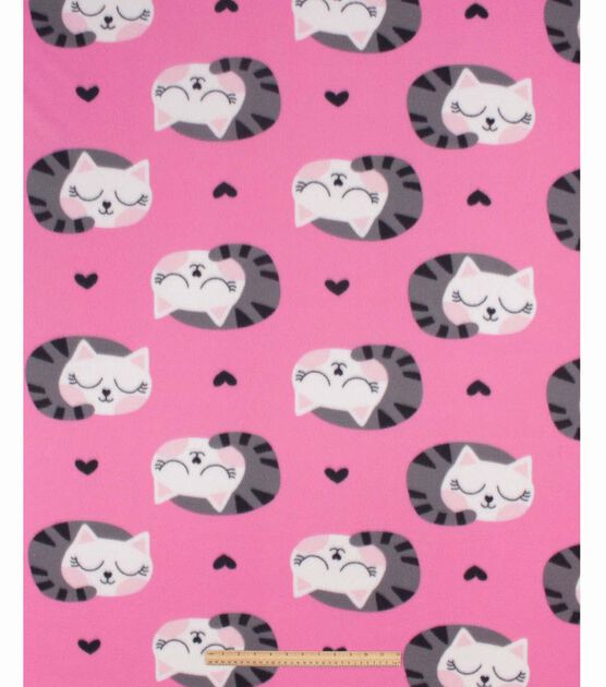 48 Wide Sleeping Cats On Pink No Sew Fleece Blanket By Happy Value Joann