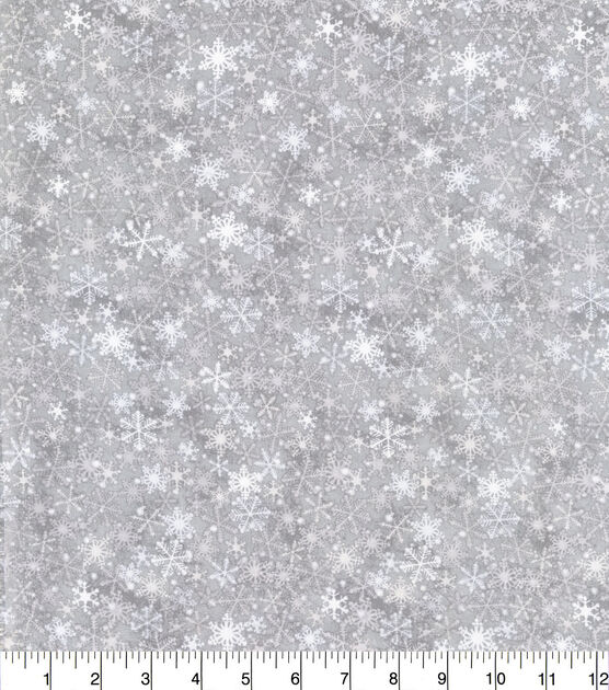 Gray Packed Snowflakes Christmas Cotton Fabric Joann