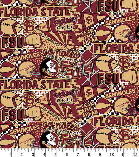 Florida State University Seminoles Cotton Fabric Pop Art Joann