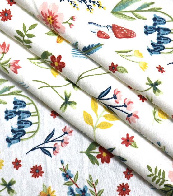 Floral On White Super Snuggle Flannel Fabric Joann