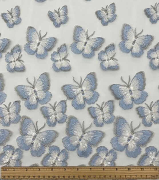 Blue Sequin Butterflies Mesh Fabric By Sew Sweet Joann