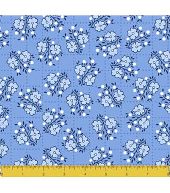 Stitch And Sparkle Cerulean Square Floral Cotton Fabric Joann