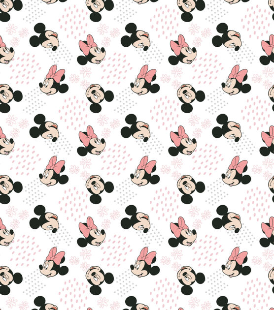 Disney Mickey And Minnie Mouse Sketch Floral Cotton Fabric Joann