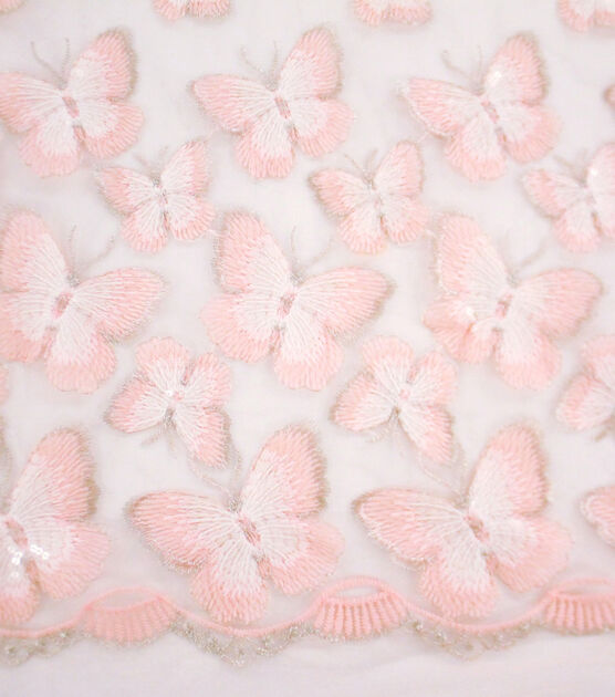 Light Pink Sequin Butterfly Mesh Fabric By Sew Sweet Joann