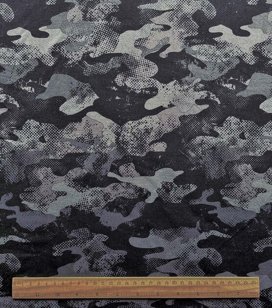 Eddie Bauer Black Camo Trail Knit Fabric Joann